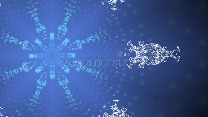 Human Immune System Viruses and Germs Moving Across a Blue Screen ...