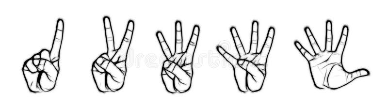 Contare I Segnali Delle Mani Da Uno a Cinque Immagine Stock - Immagine ...