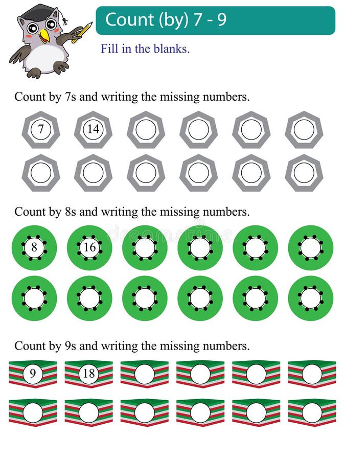 Conteggio Di Multipli Di Per La Matematica Da 7 - 9 Illustrazione ...