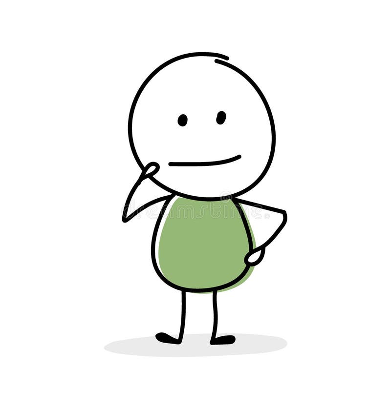 Contemplating Cartoon Character. Gestures Concept Stock Vector ...