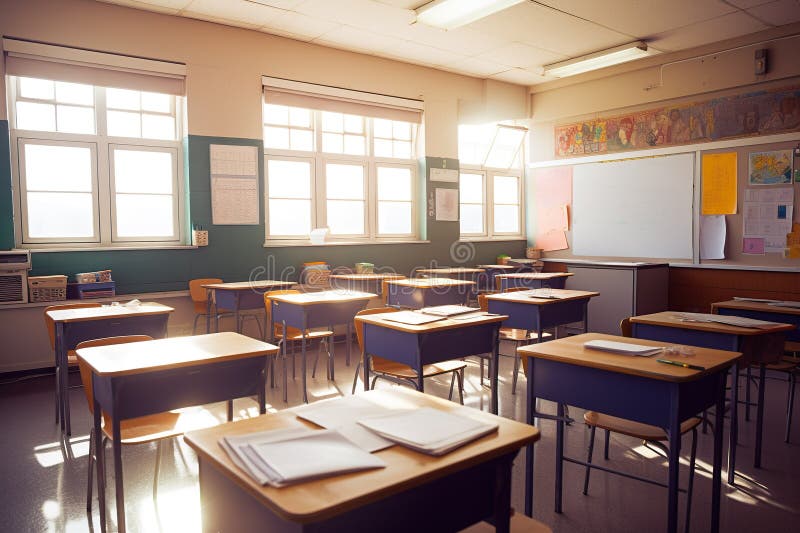 Contemplating an Empty Classroom. Generative AI Stock Illustration ...