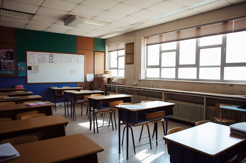 Contemplating an Empty Classroom. Generative AI Stock Illustration ...