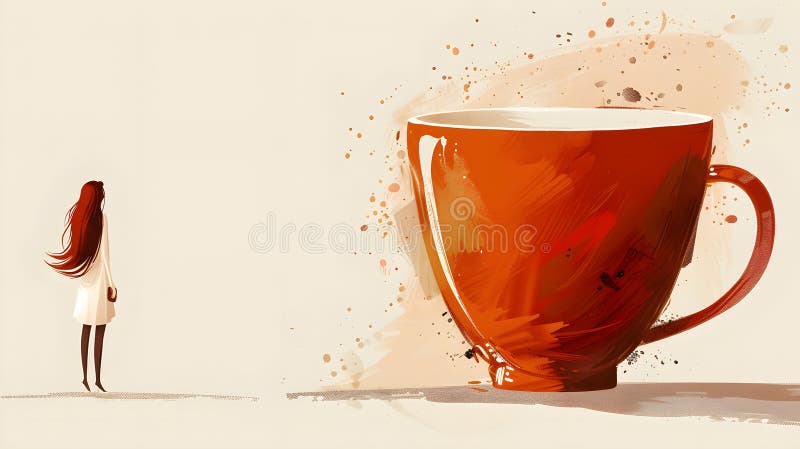 Contemplating the Giant Cup Stock Illustration - Illustration of ...
