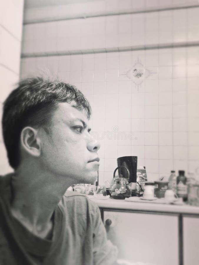 Contemplation - Black and White Editorial Stock Image - Image of look ...