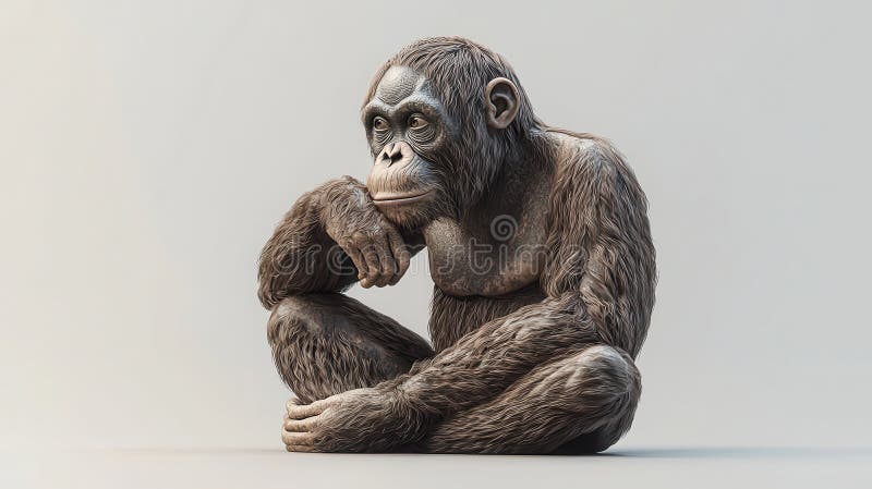 Contemplative Chimpanzee: a 3D Render of a Thoughtful Primate Stock Illustration - Illustration ...