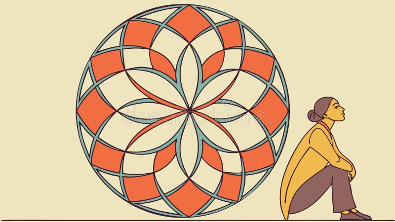 Contemplative Figure and Geometric Mandala, Introspection, Vector ...