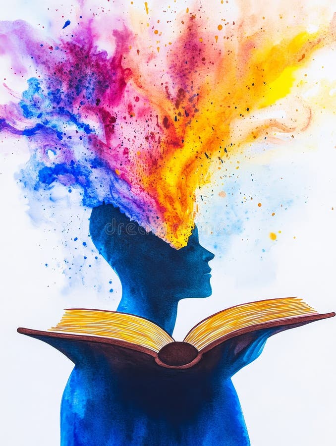 A Contemplative Figure Resembling a Philosopher and a Colorful Burst of ...