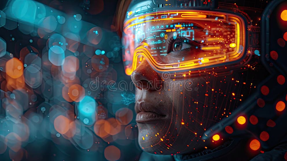 Contemplative Gaze through an Augmented Reality Visor. Stock ...