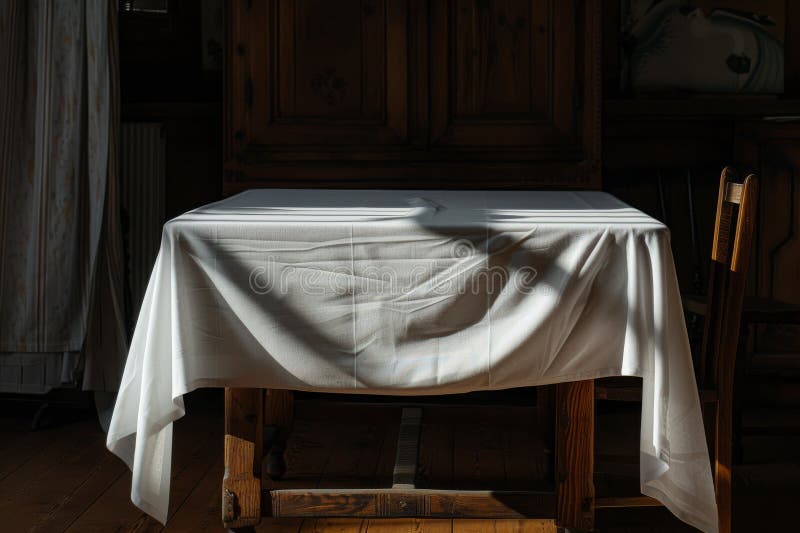 Contemplative Morning. Shadows Cast Across an Empty Table Stock Image ...