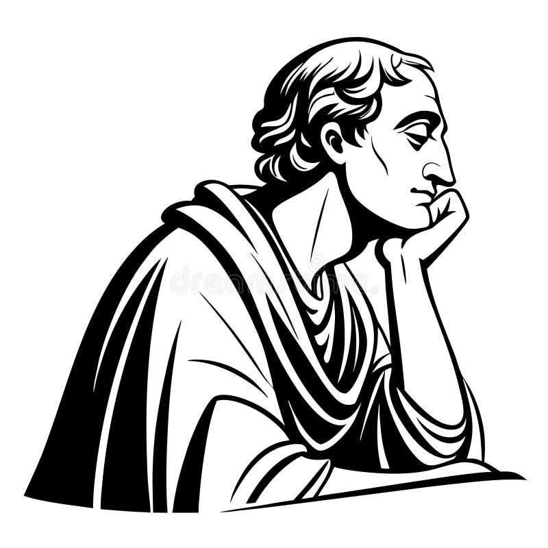 Contemplative Philosopher Facing Sideways in Classic Robes for Creative ...