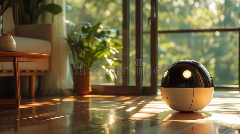 Contemplative Robot Seated in Living Room AI Generated Stock ...