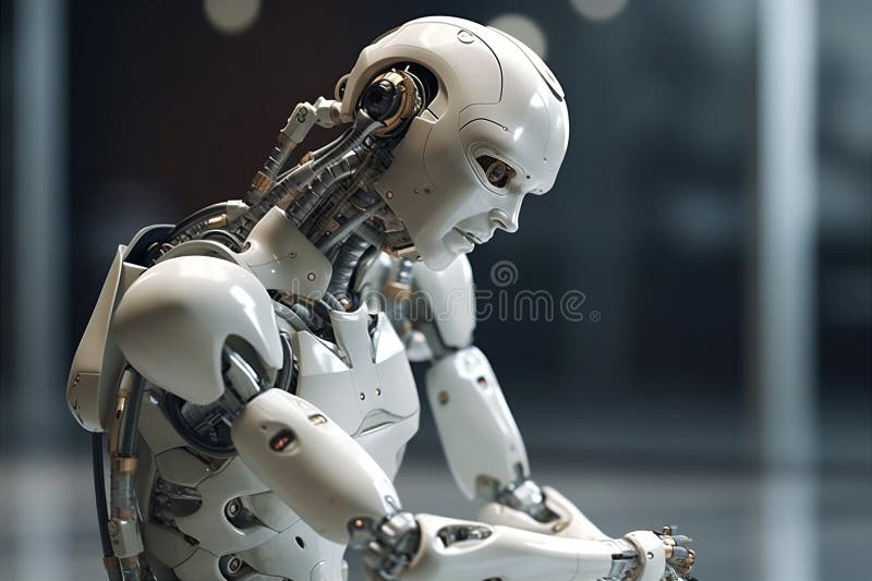 Contemplative Robot, Thoughtful Artificial Intelligence. AI Generated ...
