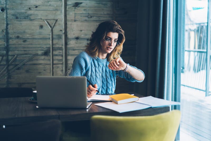 Contemplative Student Pondering on Course Work during Work at Netbook ...