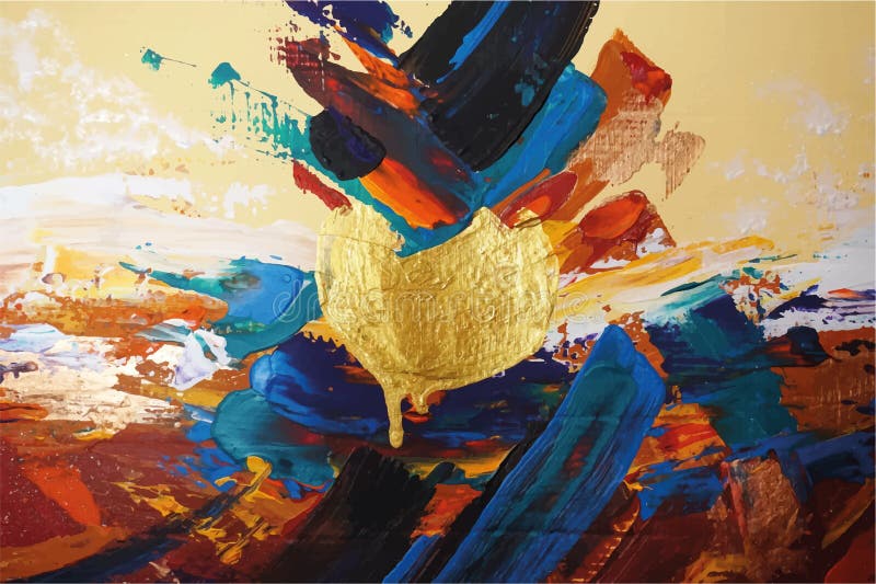 Contemporary Abstract Art. Picture of the Sun. Acrylic. Vector Stock ...