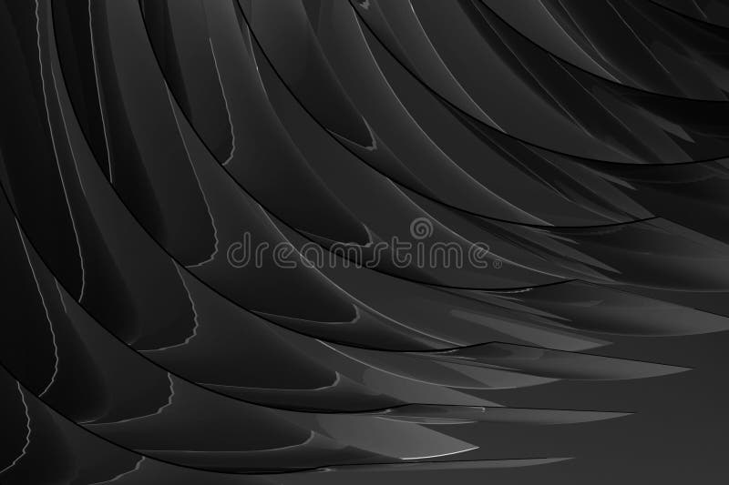 Contemporary Abstract Black Background, Pattern - Thin Curved Black ...