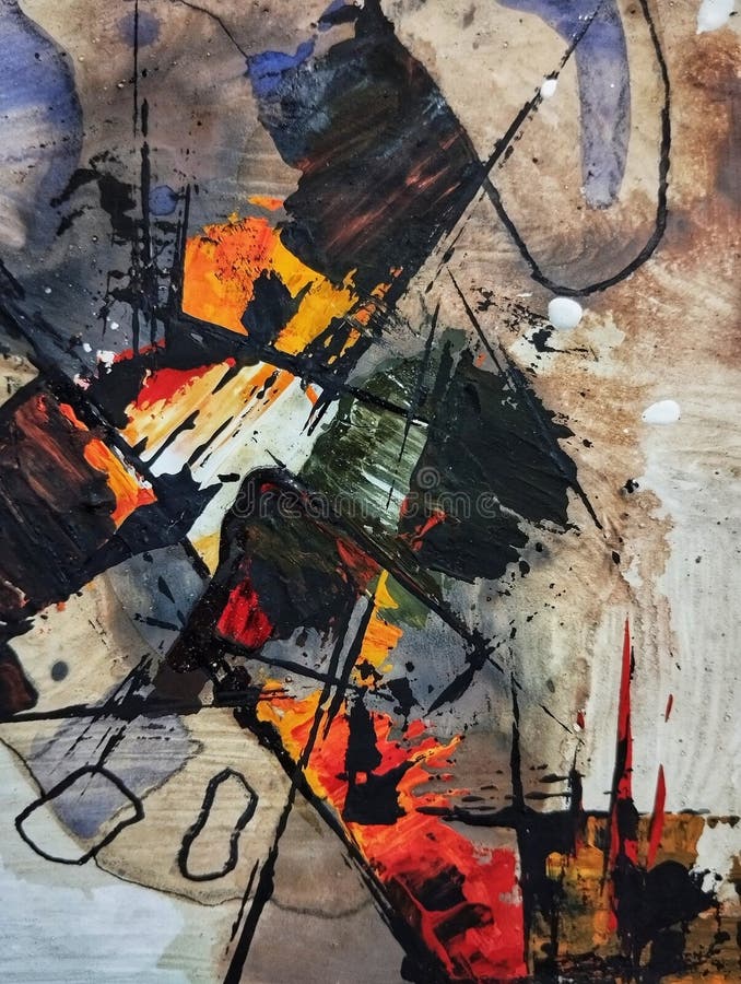 Contemporary Abstract Expressionism Paintings in Brown Orange Grey ...
