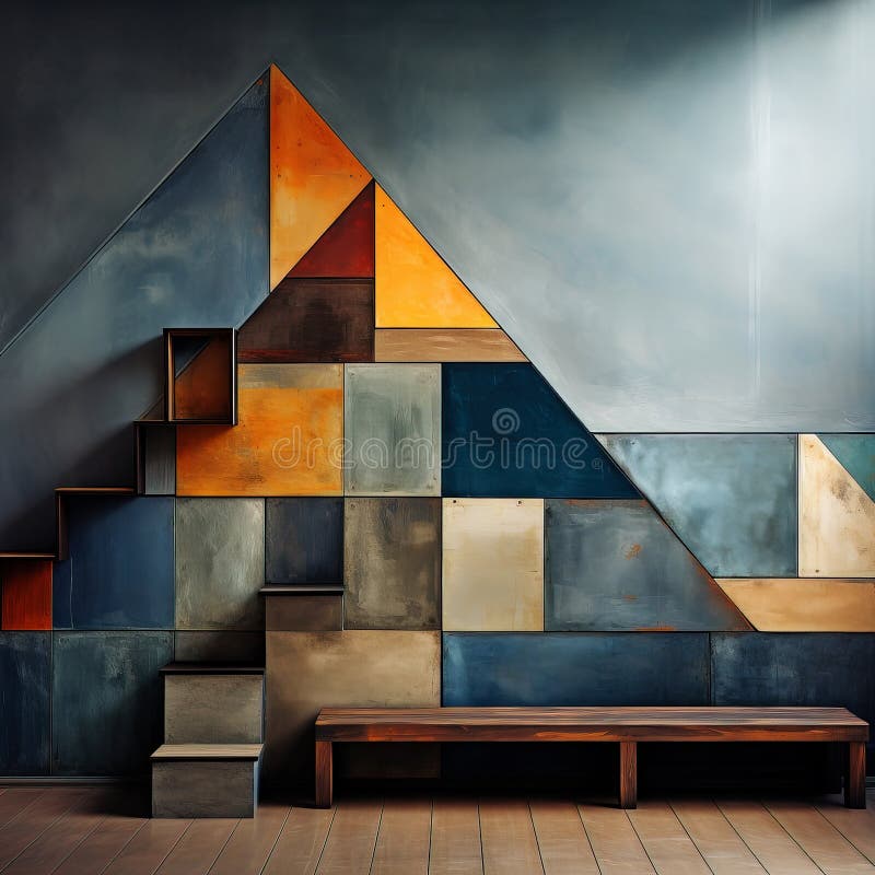Abstract Geometric Staircase Design. AI Generation Stock Image - Image ...