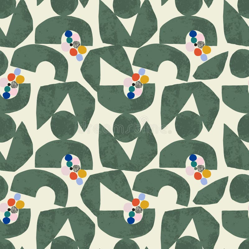 Contemporary Abstract Modern Shapes Illustration Seamless Repeat ...