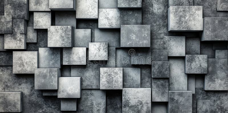 Contemporary Abstract Wall with Black and White Rectangular Layers ...