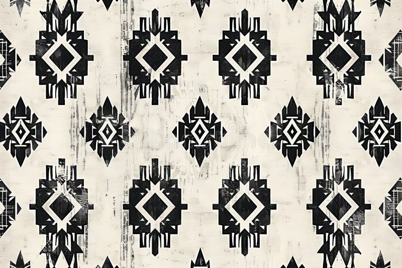 Contemporary Aesthetic with Modern Aztec Pattern. Sleek Black and White ...