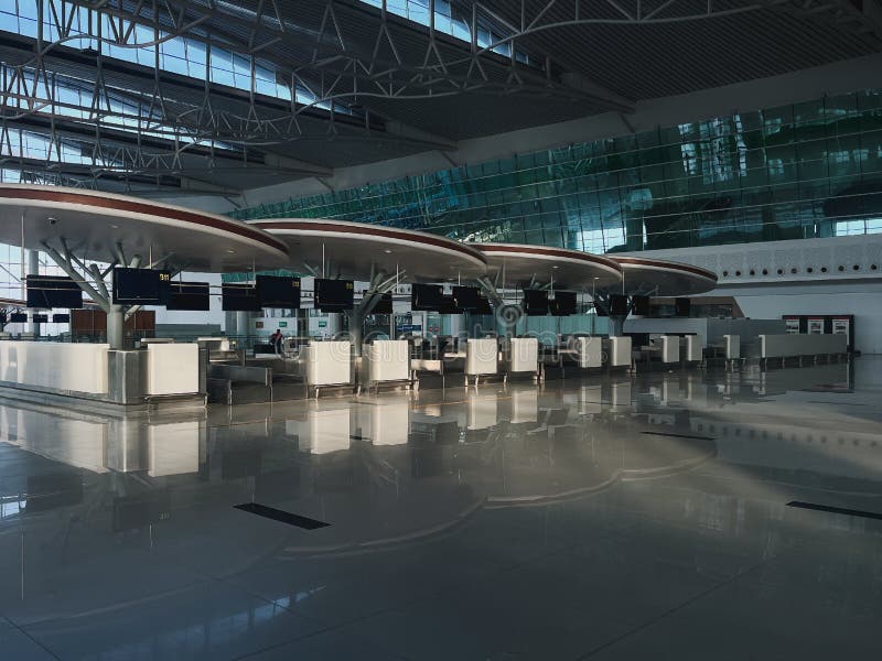 Contemporary Airport Check-in Area with Unique Design Stock Image ...