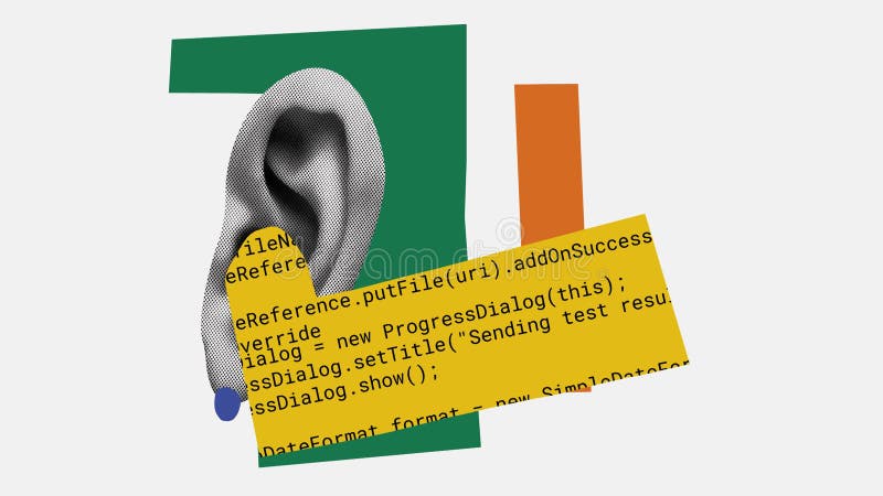 Contemporary Animation. Creative Stop Motion. Human Ear Listening To ...