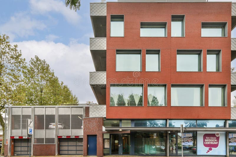 Modern Urban Building with Greenery Stock Image - Image of architecture ...