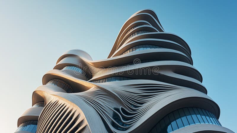 Contemporary Architecture Featuring Fluid Design Elements at Sunset in ...