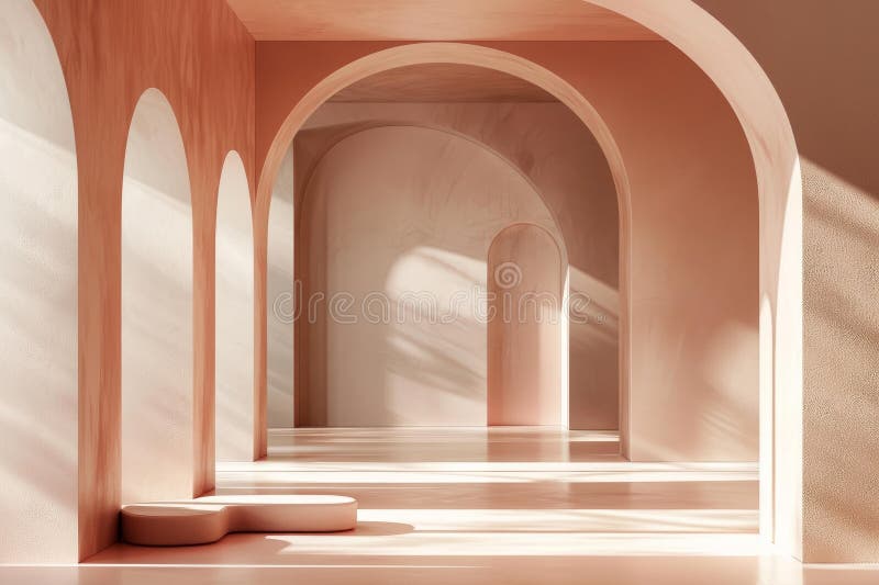 Modern Minimalist Arched Interior Design Stock Image - Image of archway ...