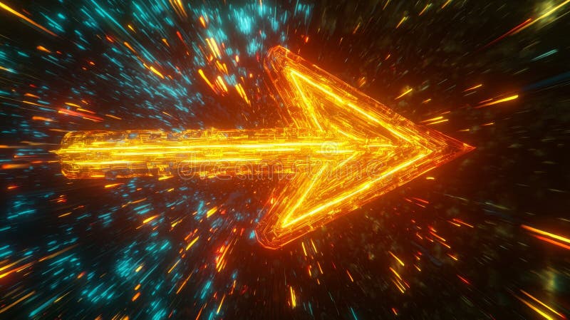 Contemporary Arrow Diagram with Lights Indicating an Upward Trend Stock ...