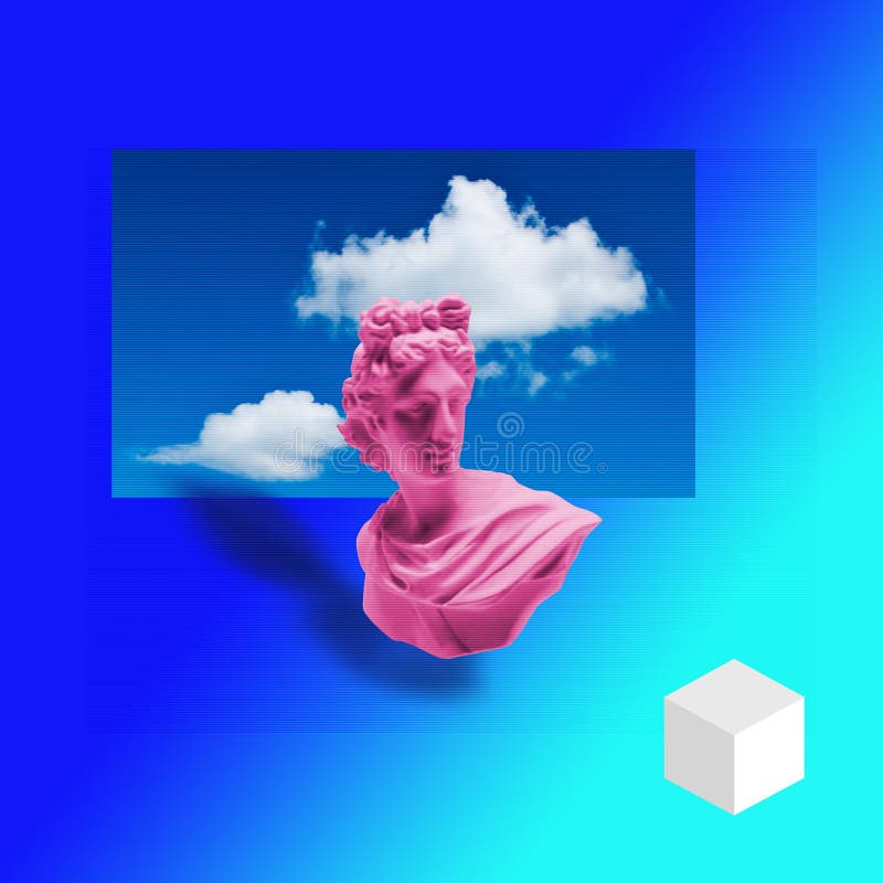 Contemporary Art Collage of Apollon Sculpture. Zine Stock Illustration ...