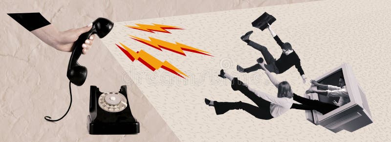 Contemporary Art Collage. Burning Deadlines. Boss, Office Manager ...