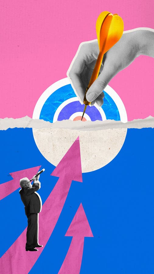 Contemporary Art Collage. Composite Image Featuring Man with Telescope ...