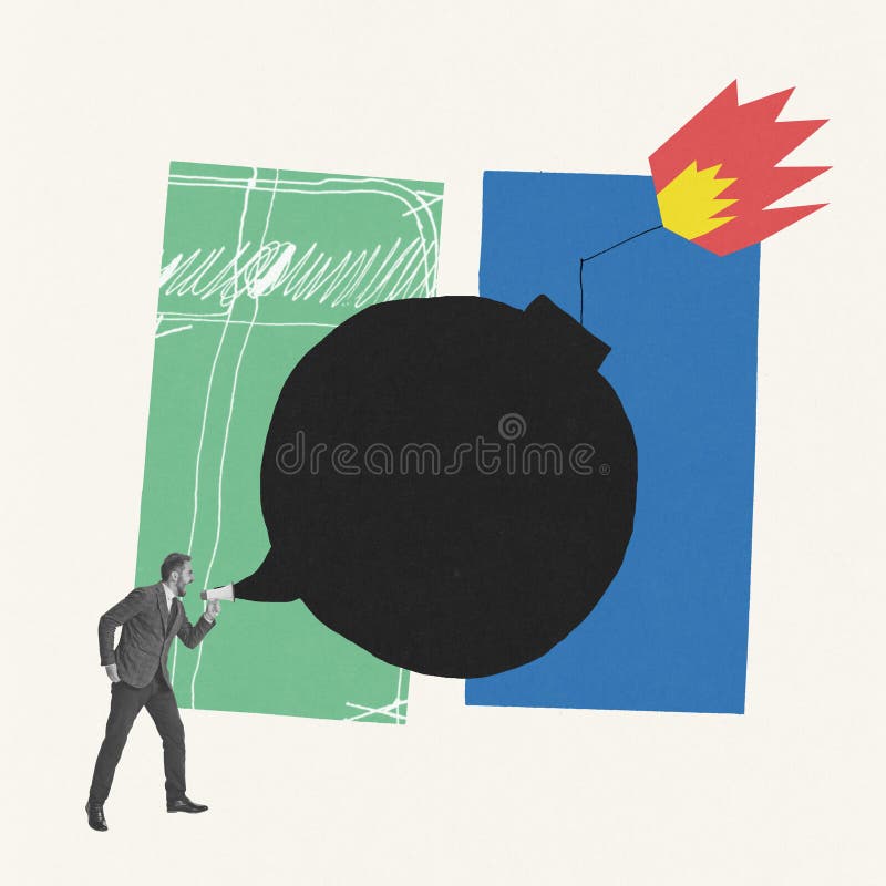 Contemporary Art Collage. Concept of Businessman Feeling Angry and ... Contemporary Art Collage. Concept of Businessman Feeling Angry and ...