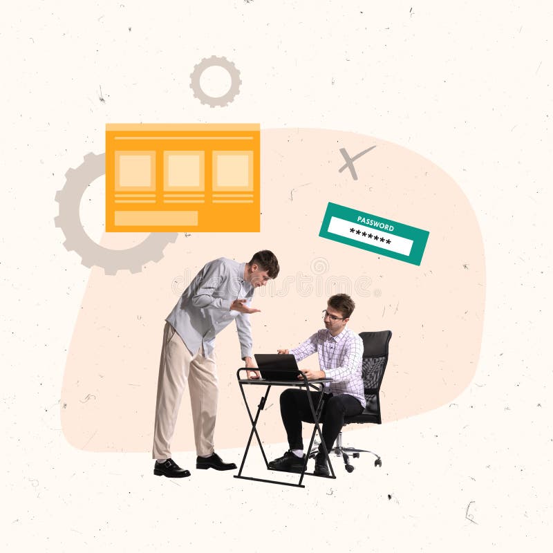 Contemporary Art Collage. Conceptual Design. Data Security Stock Photo ...