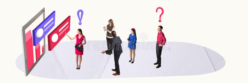 Contemporary Art Collage. Conceptual Design. Team Meeting. Looking on ...