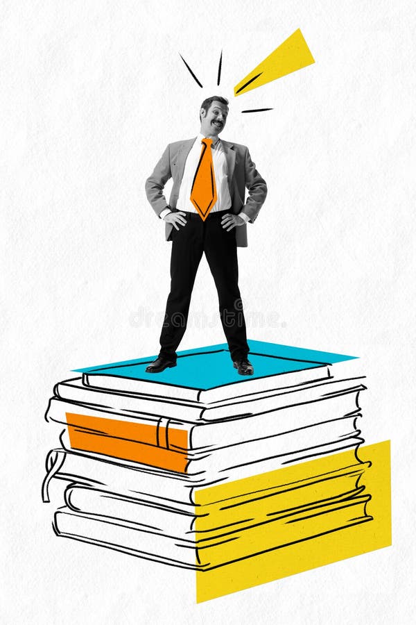 Contemporary Art Collage. Confident Man in Suit and Orange Tie ...