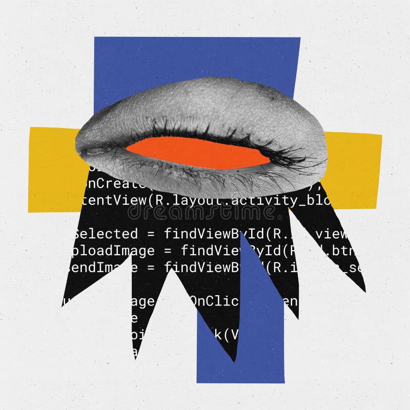 Contemporary Art Collage. Creative Design. Female Eyes Design with ...