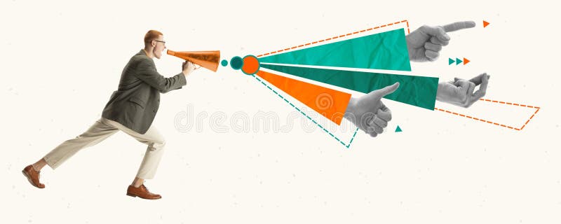 Contemporary Art Collage. Creative Design. Young Man, Employee, Team ...