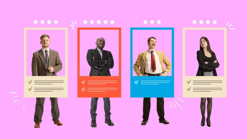 Contemporary Art Collage. Creative Visual of Candidates Presenting ...