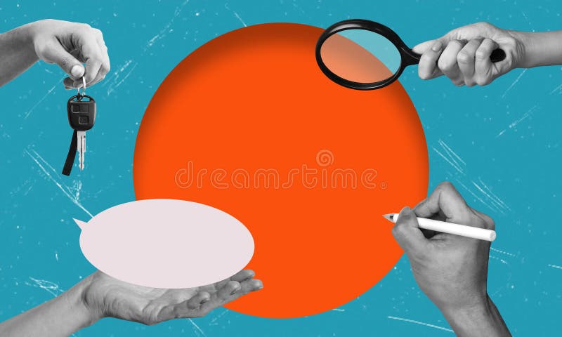 Contemporary Art Collage, Hands Holding Various Objects, with ...