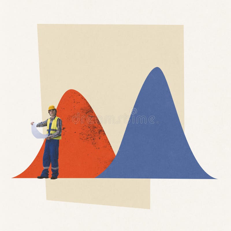 Contemporary Art Collage. Man, Technical Worker Checking Business ...