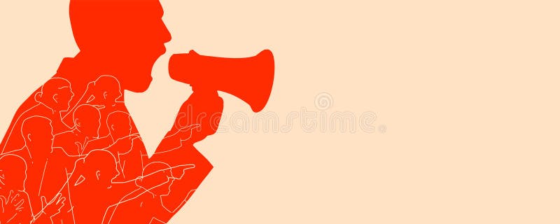 Contemporary Art Collage. Silhouette of Person Speaking into Megaphone ... Contemporary Art Collage. Silhouette of Person Speaking into Megaphone ...