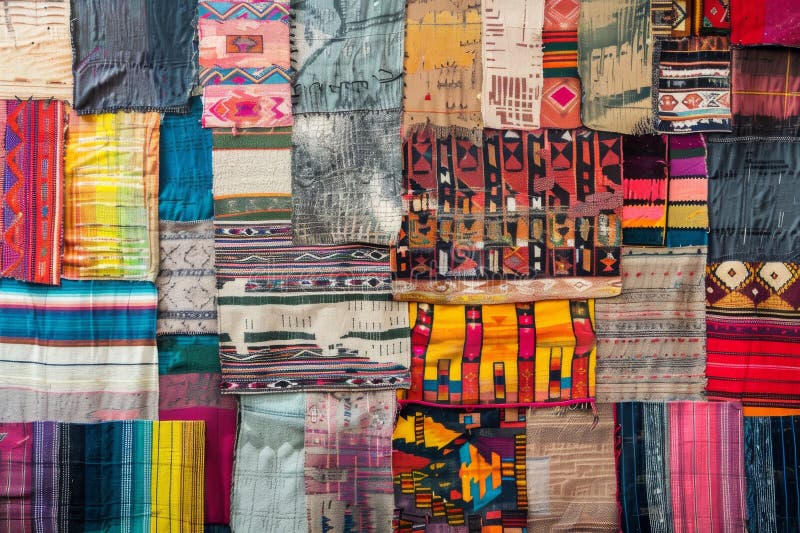 Contemporary Art Collage of Traditional Mexican Serape Patterns Stock ...