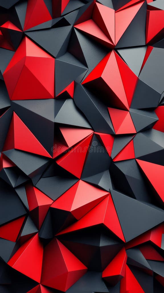 In Contemporary Art Design, Abstract Geometric Shapes in Striking Red ...