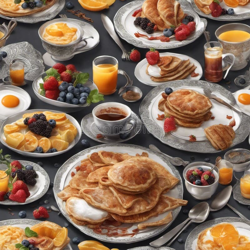 Breakfast on the table stock illustration. Illustration of produce ...