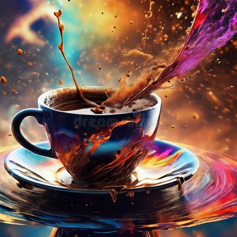 Cup of Coffee with Splashes Stock Illustration - Illustration of cafe ...