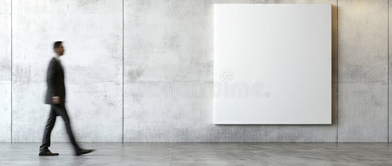 Contemporary Art Gallery Featuring an Empty Canvas and Indistinct ...