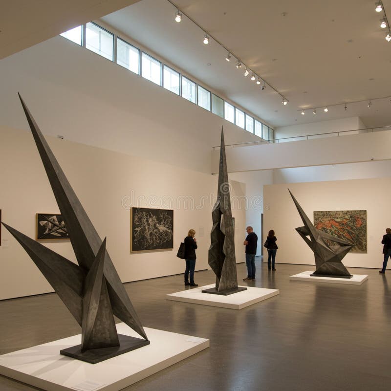 Contemporary Art Gallery Featuring Large, Angular Metal Sculptures with ...