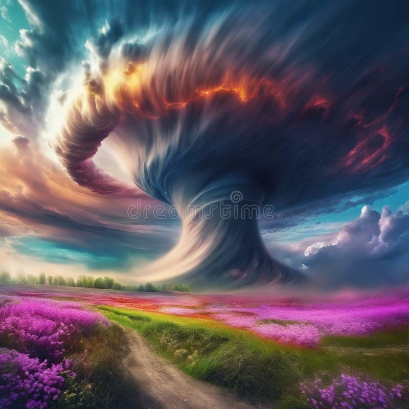 Spring Landscape with Stunning Tornado, Natural Disaster Stock ...